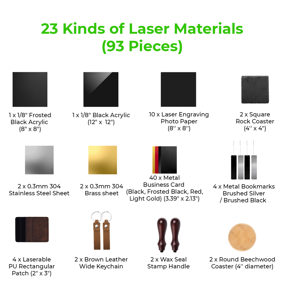 xTool F1/F2 Ultra Laser Material Kit (93pcs)
