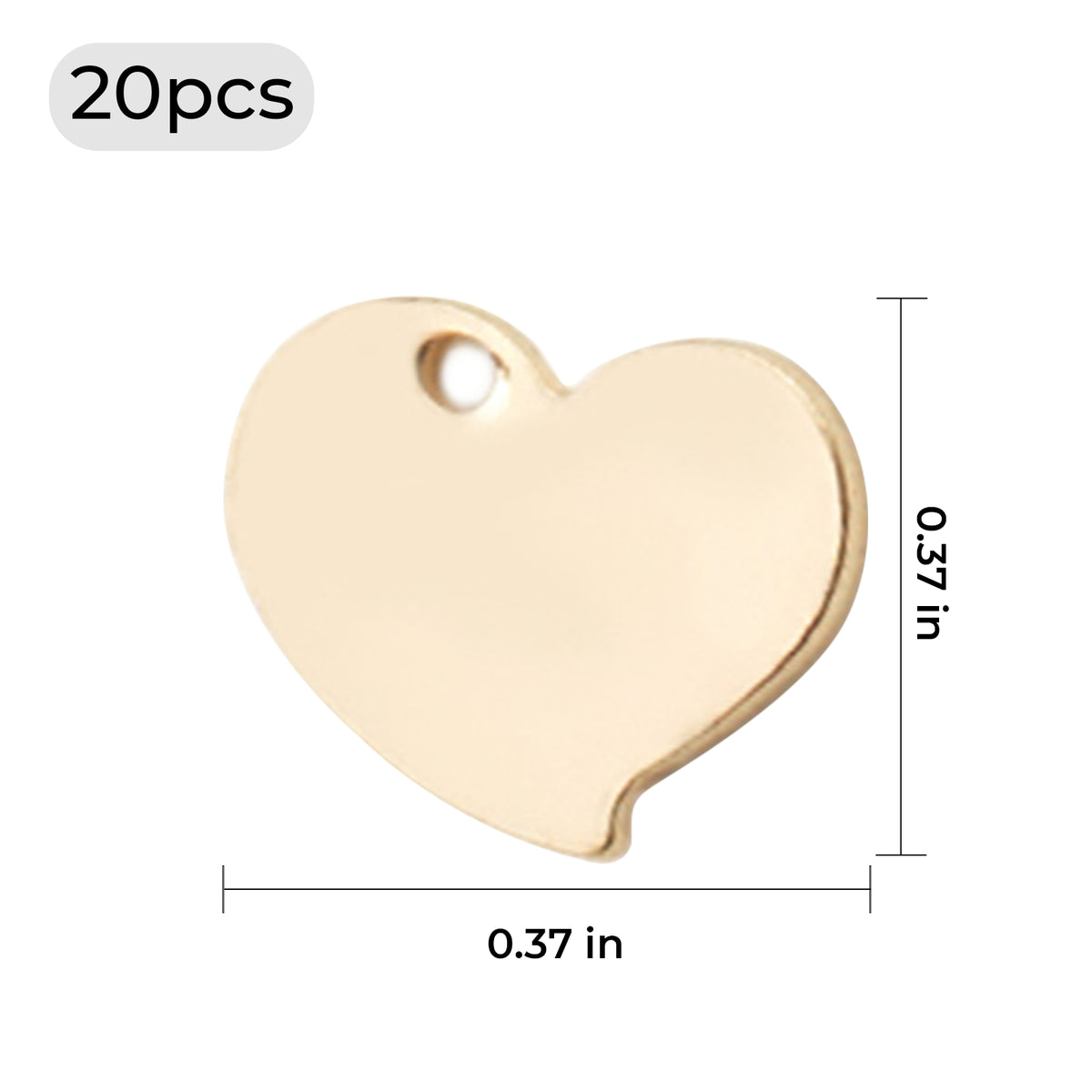 18K Gold Plated Heart-shaped Pendant (20pcs)