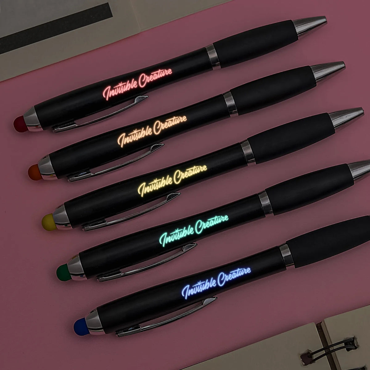 Stylus Ballpoint Pens with Multicolored LED Lights (10pcs)