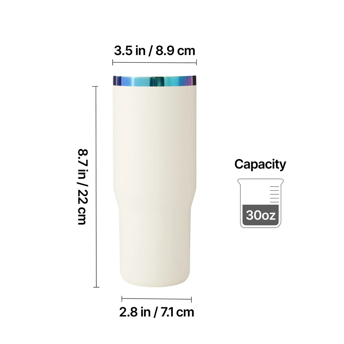 Stainless Steel Tumbler with Handle and Straw (30oz)